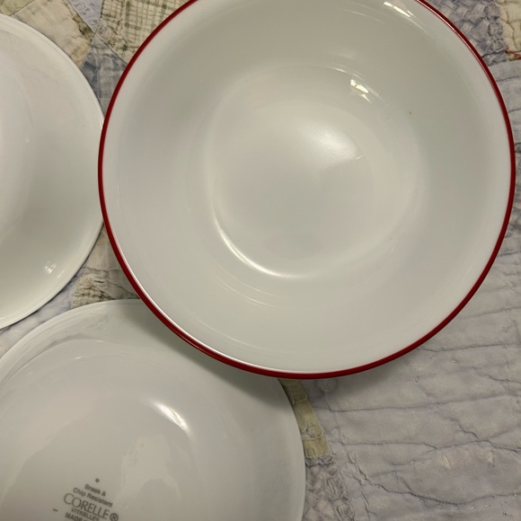 Corelle | Dining | Corelle White Bowls With Colored Rims | Poshmark